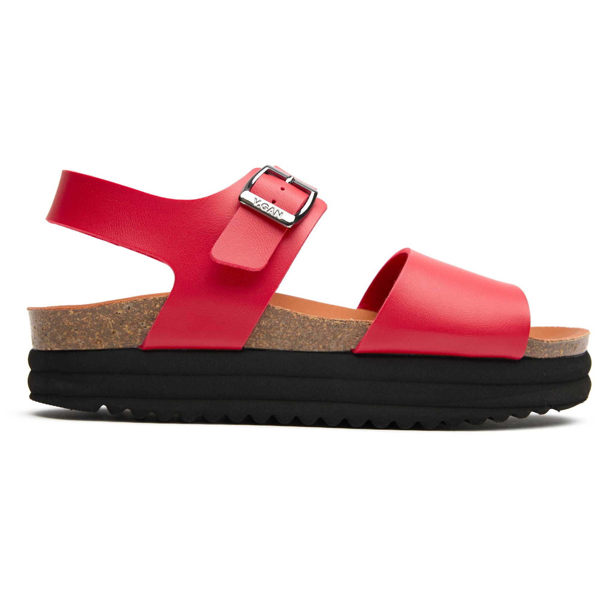 Womens Vegan Clove Footbed Sandals in Red | V.GAN