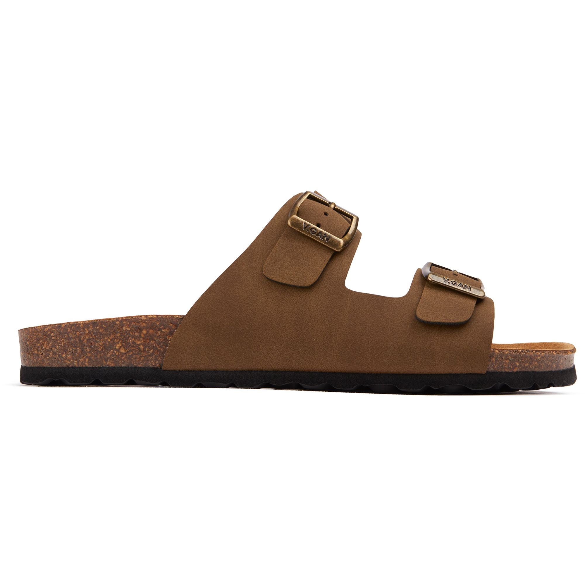 Mens Vegan Mango Comfort Footbed Sandals in Brown | V.GAN