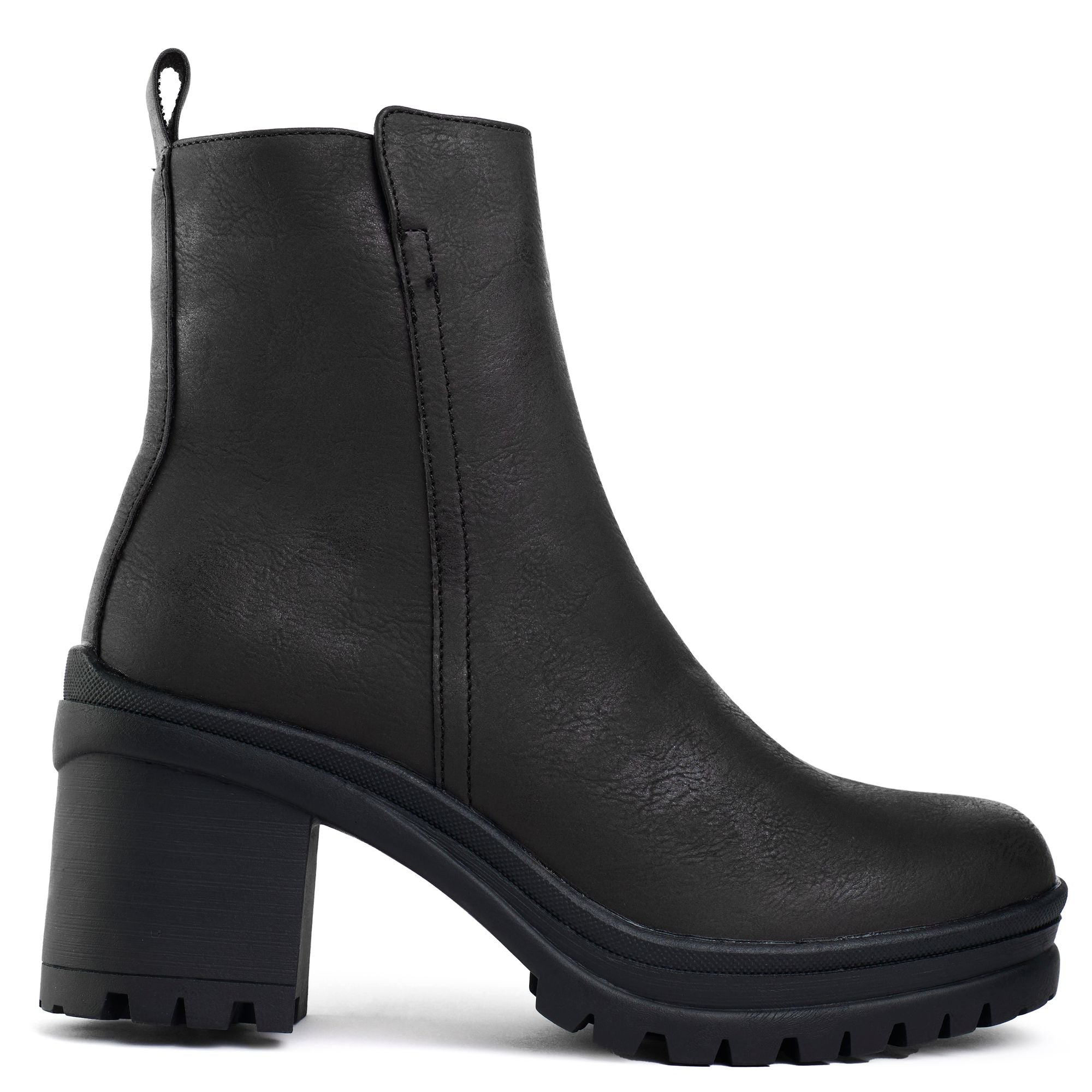 Womens Vegan Orange Inside Zip Boots in Black | V.GAN