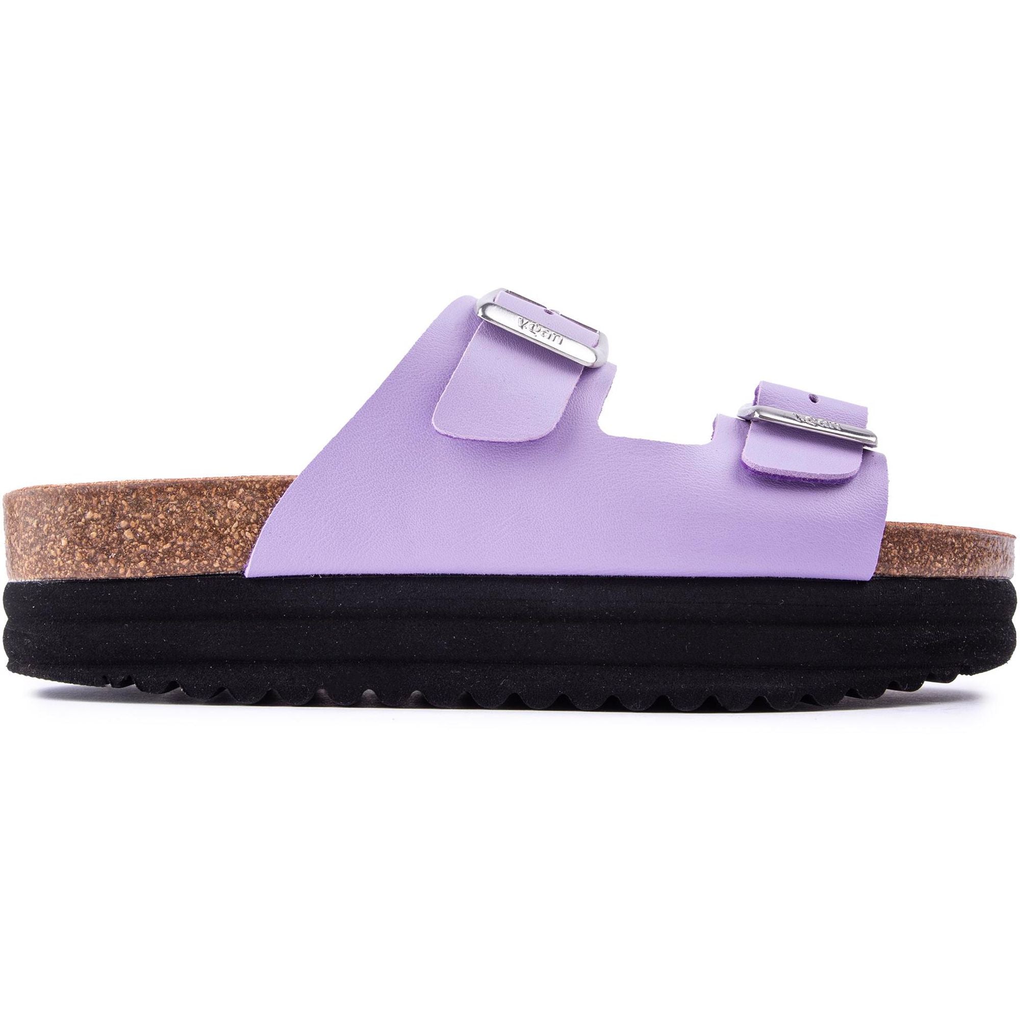 Womens Vegan Plum Footbed Sandals in Purple | V.GAN
