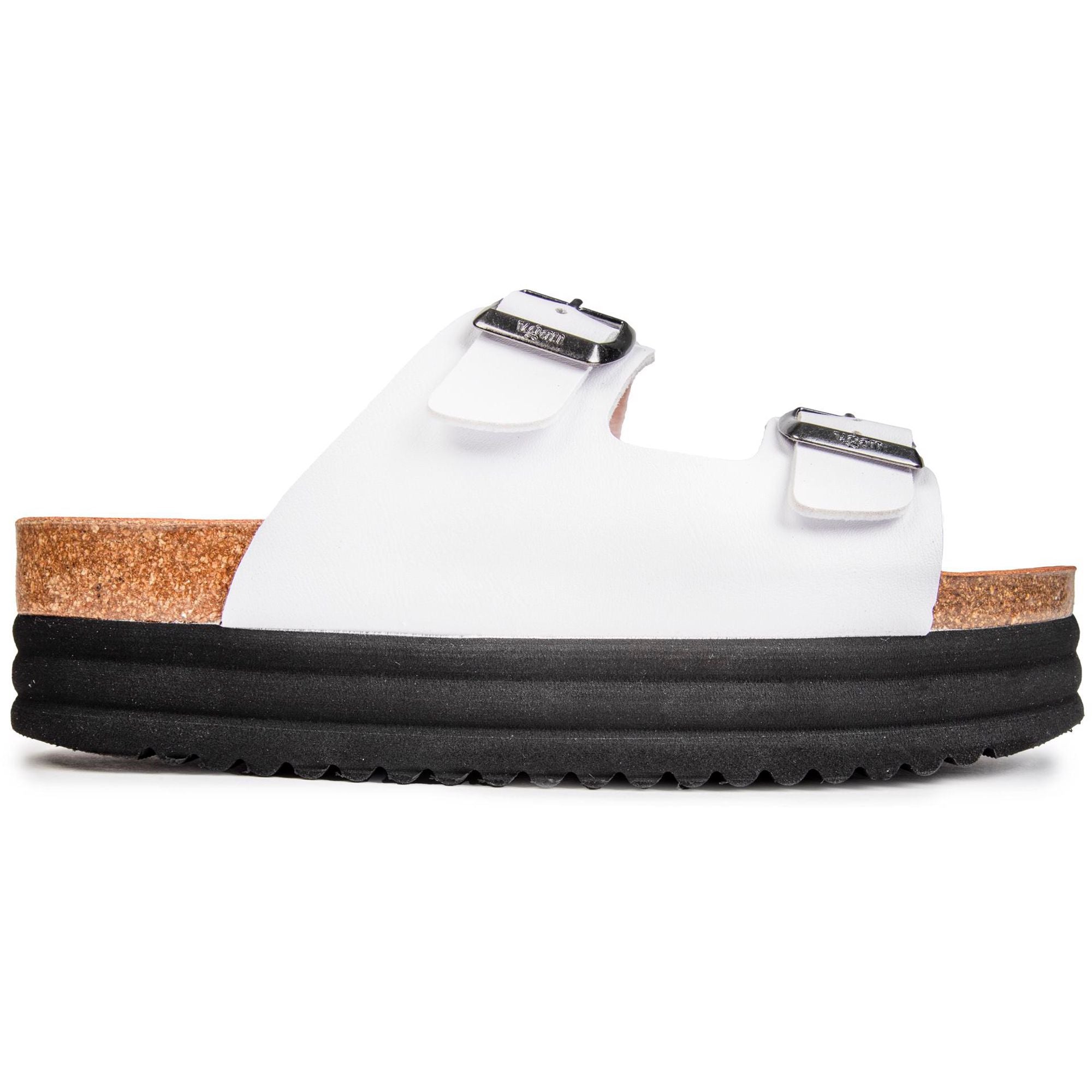 Womens Vegan Plum Footbed Sandals in White | V.GAN