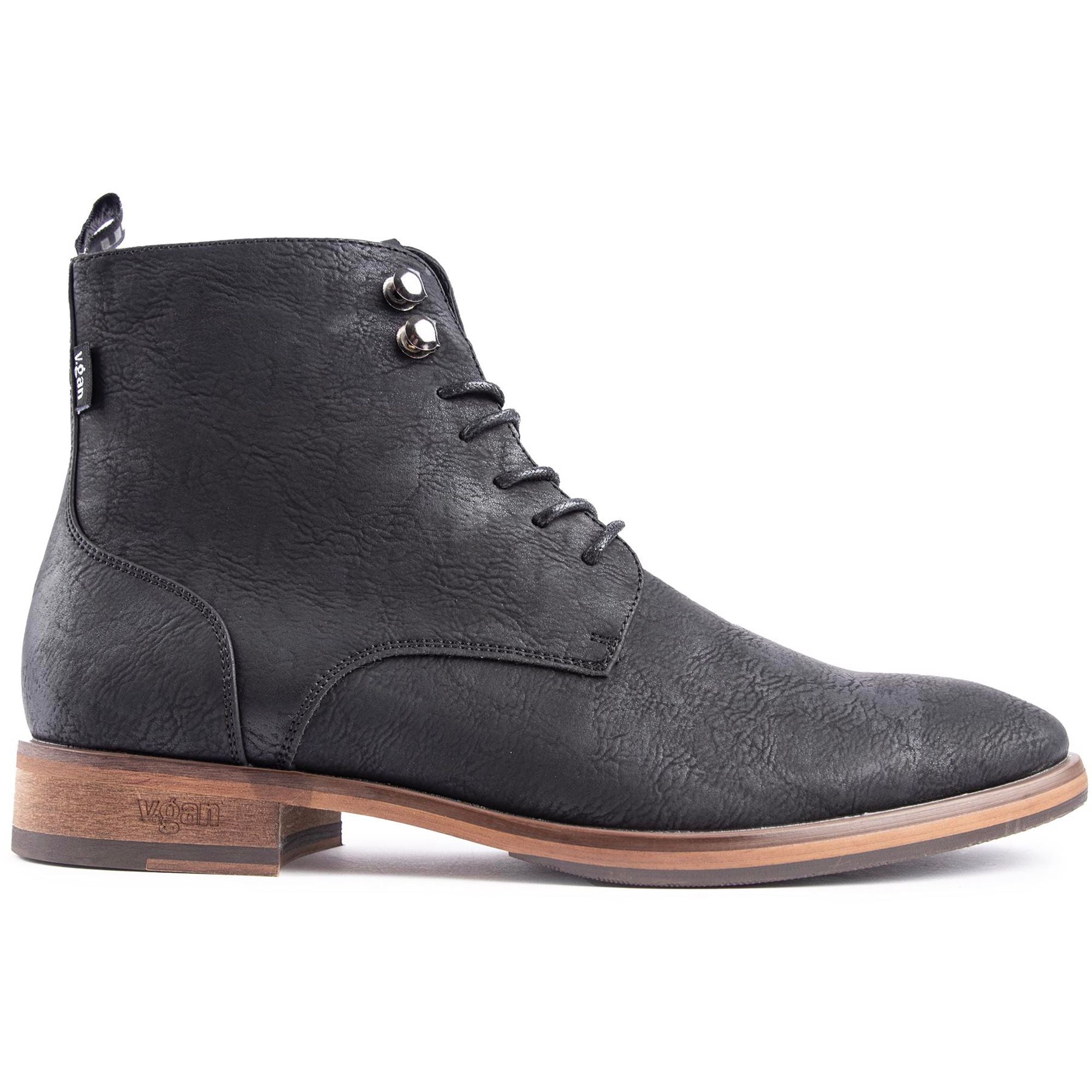 Mens Vegan Rye Ankle Boots in Black | V.GAN