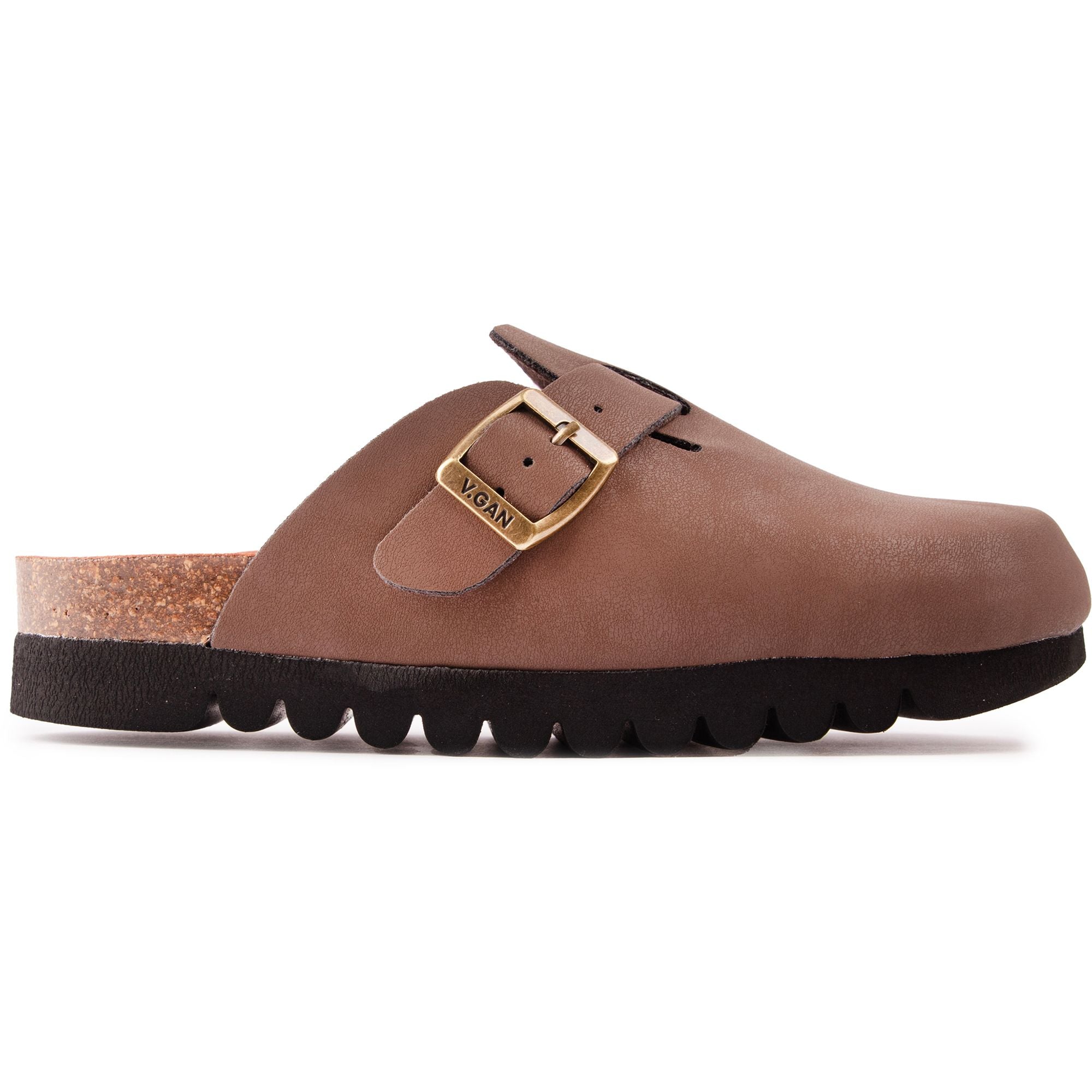 Womens Vegan Taro Footbed Sandals in Brown | V.GAN