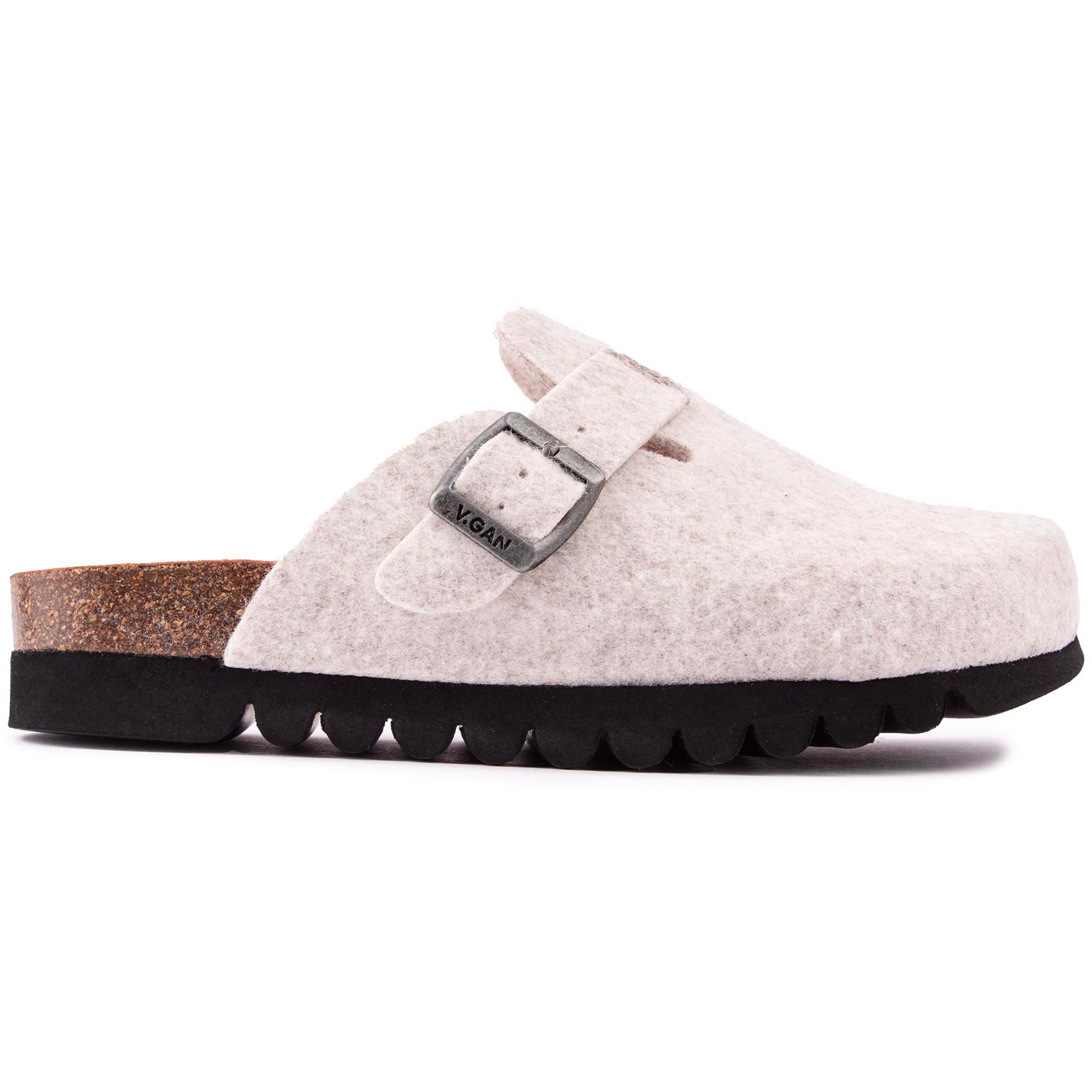 Womens Vegan Taro Recycled Felt Footbed Sandals in Natural | V.GAN