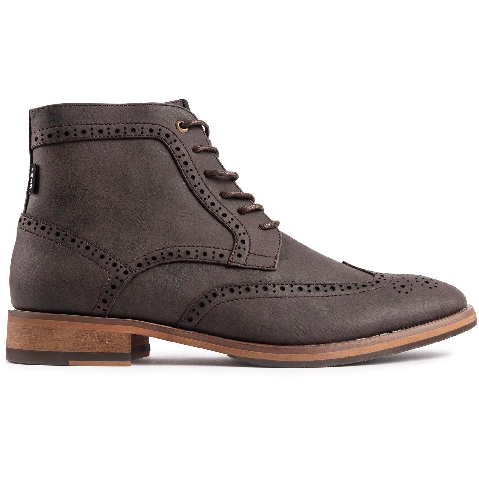 Mens Vegan Wheat Brogue Boots in Brown | V.GAN